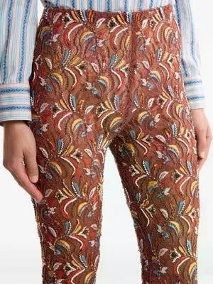Etro Straight-leg Embroidered Lace Trousers - Brown