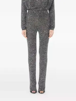 Valentino Garavani Sequin Elastic Straight Trousers - Black