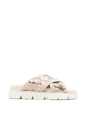 Mou Sequin-embellished Sandals - Neutrals