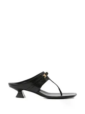 SERGIO ROSSI Square-toe Thong Sandals - Black