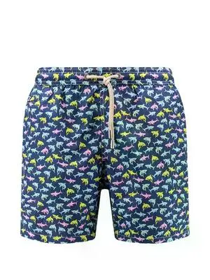 MC2 SAINT BARTH Shark-print Swim Shorts - Blue