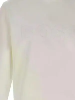 BOSS Logo Ribbed Crew-neck Sweatshirt - Neutrals