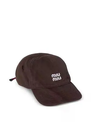 Miu Miu Miu Miu Embroidered Denim Baseball Cap Brown