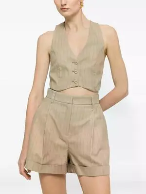 NISSA Pinstripe Cropped Waistcoat - Neutrals