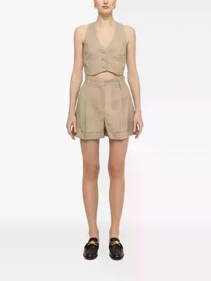 NISSA Pinstripe Cropped Waistcoat - Neutrals