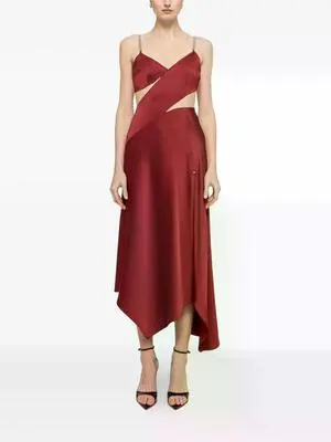 NISSA Crystal-strap Midi Dress - Red