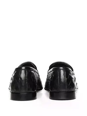 John Galliano Woven-leather Loafers - Black