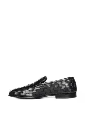 John Galliano Woven-leather Loafers - Black