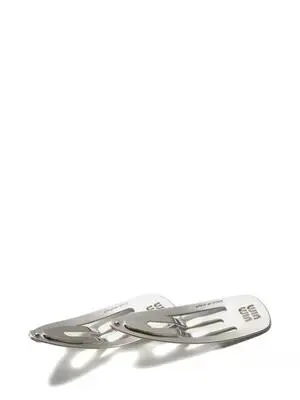 Miu Miu Metal Hair Clips Set Of Two - Silver