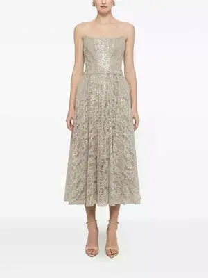 NISSA Sequin-embellished Lace Midi Dress