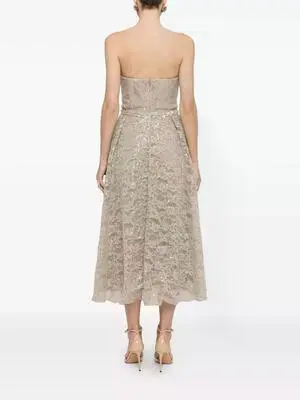 NISSA Sequin-embellished Lace Midi Dress