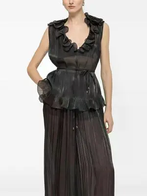 NISSA Ruffled Trousers - Black