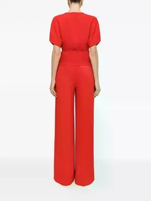 NISSA V-neck Buttoned Top - Red