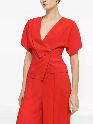 NISSA V-neck Buttoned Top - Red