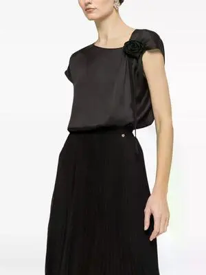 NISSA Floral-detail Top - Black