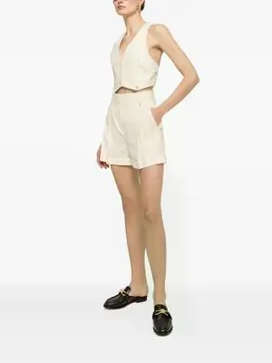 NISSA Striped High-waisted Shorts - Neutrals