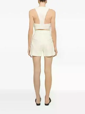 NISSA Striped High-waisted Shorts - Neutrals