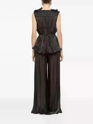 NISSA Ruffled Chiffon Sleeveless Top - Black