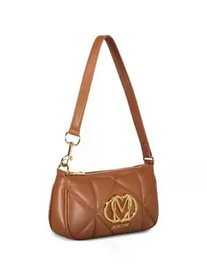 Moschino Metallic Logo Shoulder Bag - Neutrals
