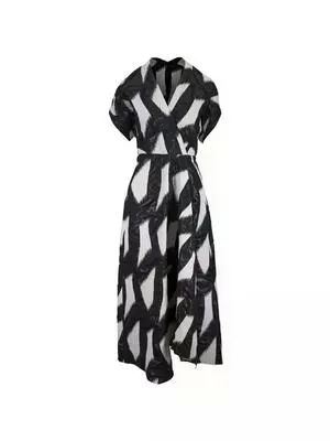 Zero + Maria Cornejo Patterned V-neck Wrap Dress - Black