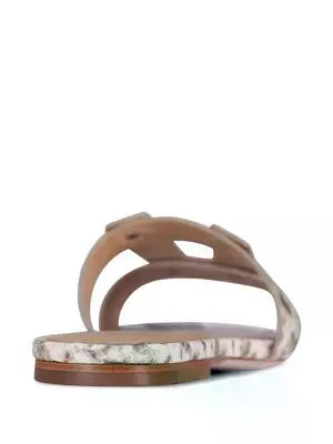 Veronica Beard Via Slide Snake-embossed Sandals - Neutrals