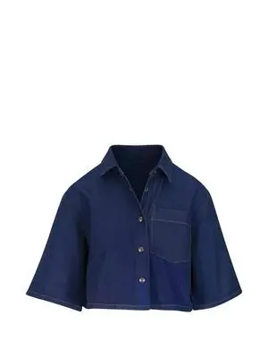 AGOLDE Tomine Cropped Shirt - Blue