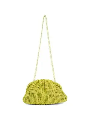 Maria La Rosa Woven Shoulder Bag With Chain Strap - Green