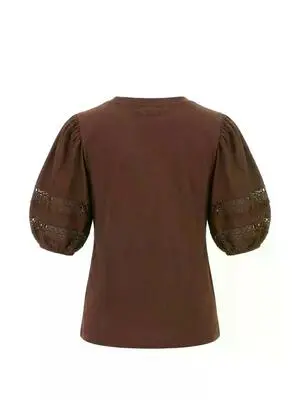 TWINSET Lace-detail Puff-sleeve T-shirt - Brown