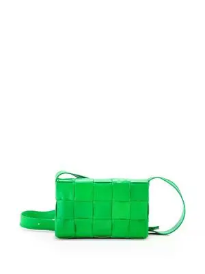 Bottega Veneta Cassette Maxi Intrecciato Leather Small Crossbody Bag - Green