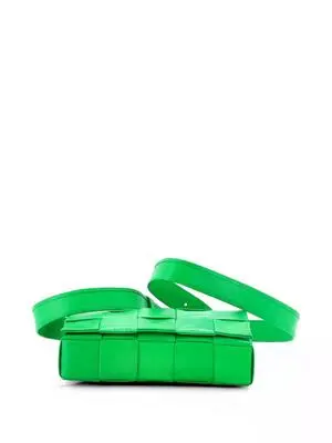 Bottega Veneta Cassette Maxi Intrecciato Leather Small Crossbody Bag - Green