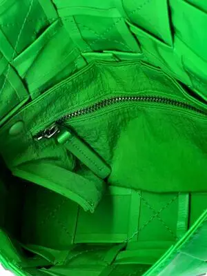 Bottega Veneta Cassette Maxi Intrecciato Leather Small Crossbody Bag - Green