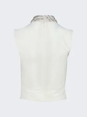 GRACE FAENA Fitted Tank Top With Beaded Collar