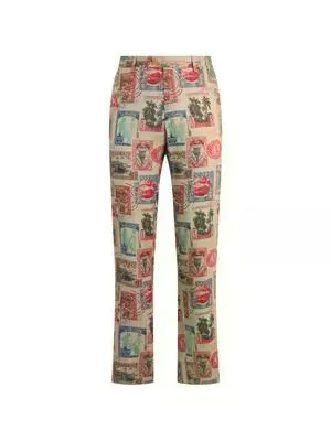 BILLIONAIRE Printed Linen Trousers