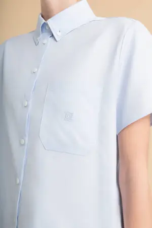 Tess Lorenz Boxy Oxford Shirt In Royal Oxford Cotton - Cloud Blue