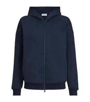 Brunello Cucinelli Stretch-cotton Hoodie - Blue
