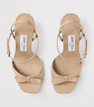 JIMMY CHOO Elsy 85 Leather Heeled Sandals - Neutral