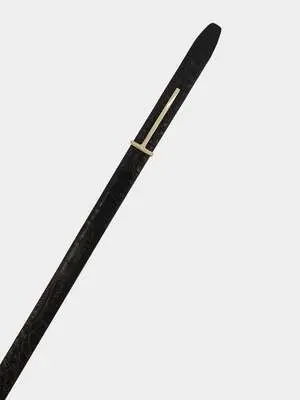 TOM FORD Stamped Crocodile Leather Slim T Belt - Black