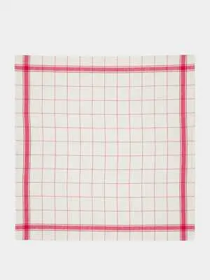 Libeco White And Parma Linen Kitchen Towel - Red