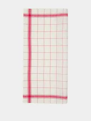 Libeco White And Parma Linen Kitchen Towel - Red