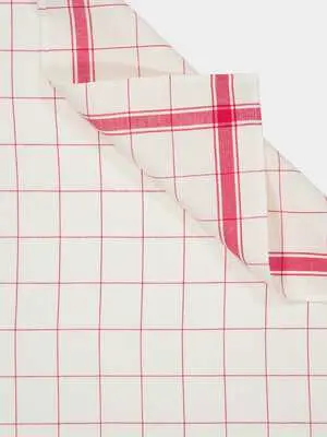 Libeco White And Parma Linen Kitchen Towel - Red