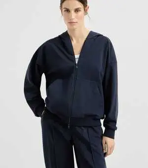 Brunello Cucinelli Stretch-cotton Hoodie - Blue