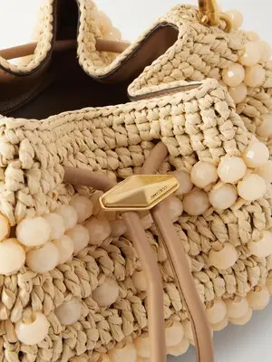 JIMMY CHOO Bon Bon Beaded Raffia Shoulder Bag - Brown