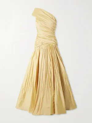 MARMAR HALIM One-shoulder Draped Taffeta Gown