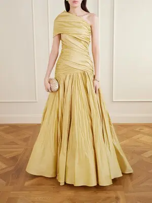 MARMAR HALIM One-shoulder Draped Taffeta Gown