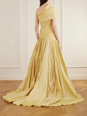 MARMAR HALIM One-shoulder Draped Taffeta Gown