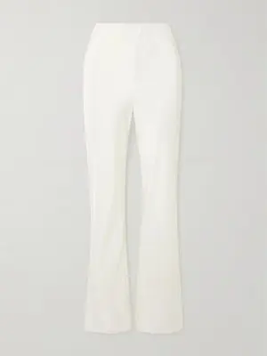Posse Cove Stretch-silk Straight-leg Trousers - Neutrals