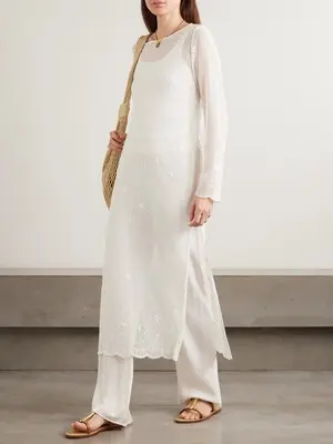 Posse Cove Stretch-silk Straight-leg Trousers - Neutrals