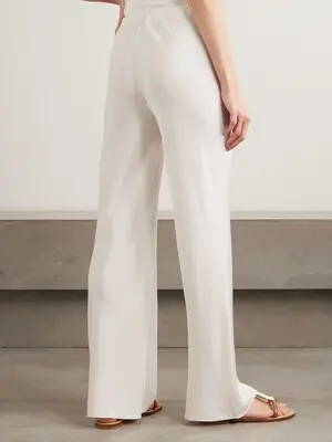 Posse Cove Stretch-silk Straight-leg Trousers - Neutrals