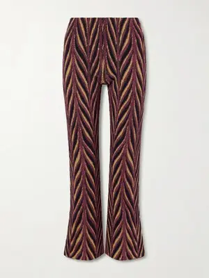 Proenza Schouler Amelia Jacquard-knit Flared Pants - Purple