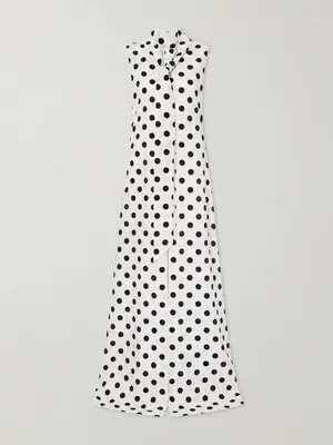 Sasuphi Polka-dot Silk Crepe De Chine Maxi Dress - White